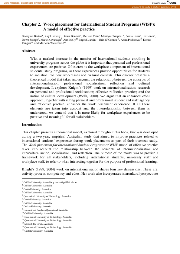 (PDF) Work Placement for International Student Programmes (WISP): A ...