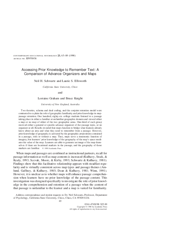 (PDF) Accessing Prior Knowledge to Remember Text: A Comparison of ...