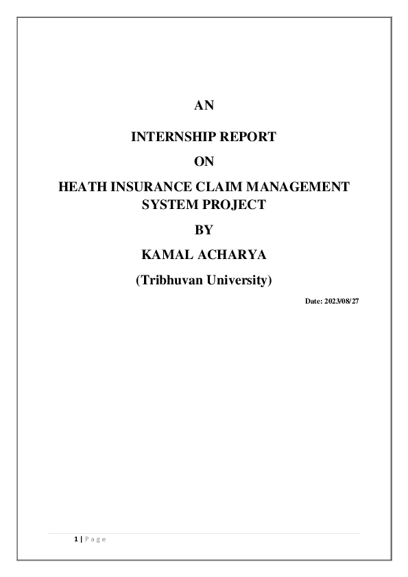 (PDF) HEALTH INSURANCE CLAIM MANAGEMENT SYSTEM