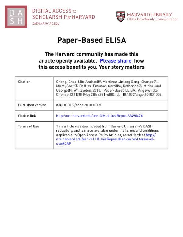 (PDF) Paper-Based ELISA