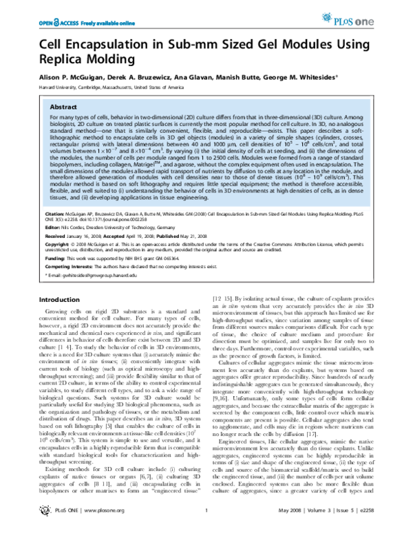 (PDF) Correction: Cell Encapsulation in Sub-mm Sized Gel Modules Using Replica Molding