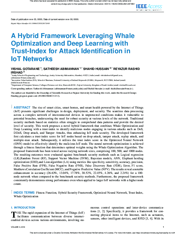 (PDF) A Hybrid Framework Leveraging Whale Optimization and Deep Learning with Trust-Index for ...