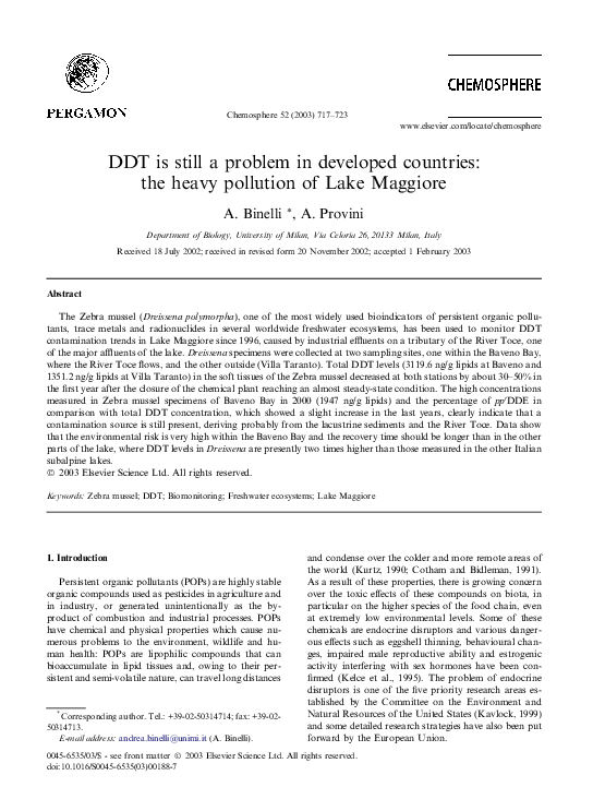 (PDF) DDT is still a problem in developed countries: the heavy ...