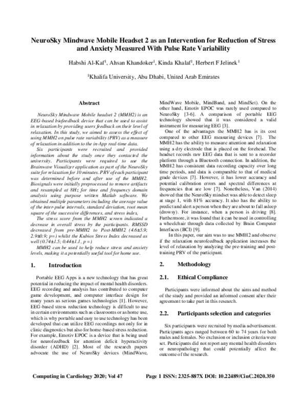 (PDF) NeuroSky Mindwave Mobile Headset 2 as an Intervention for ...