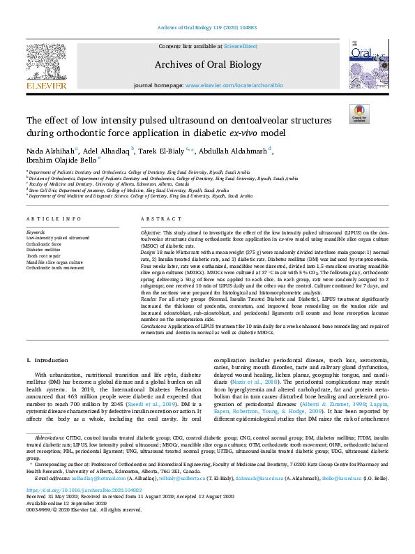 (PDF) The effect of low intensity pulsed ultrasound on dentoalveolar ...