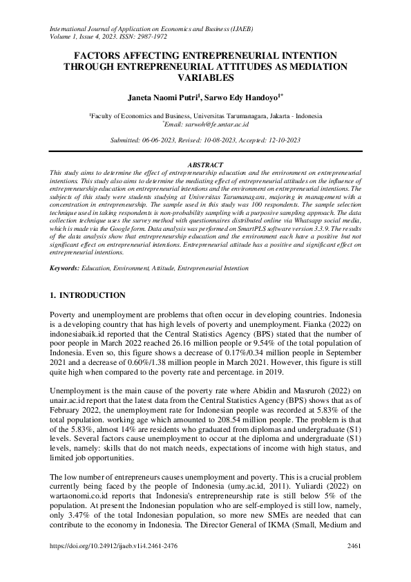 (PDF) Factors Affecting Entrepreneurial Intention Through ...