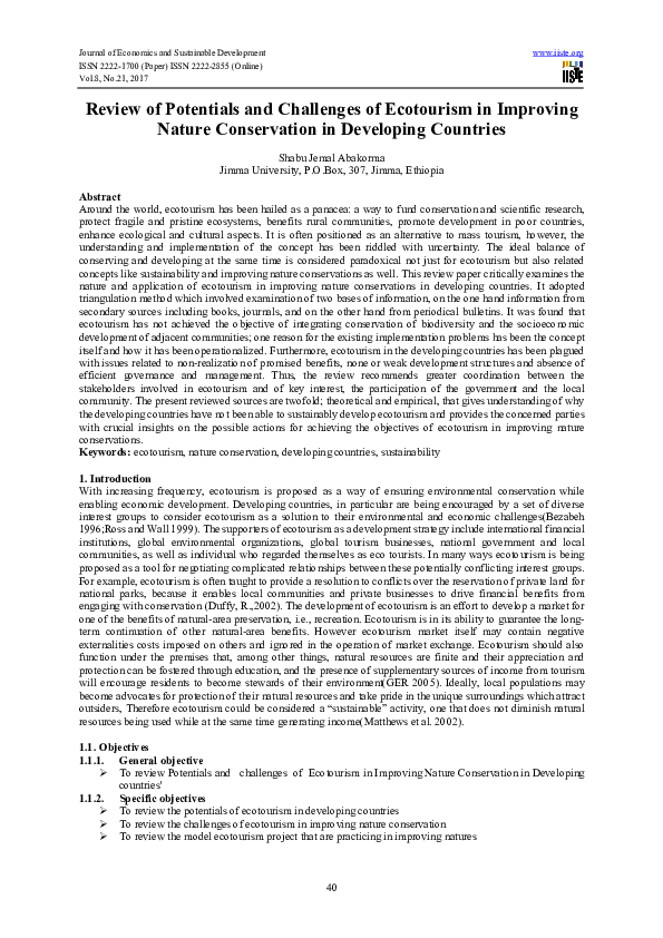 (PDF) Review of Potentials and Challenges of Ecotourism in Improving ...