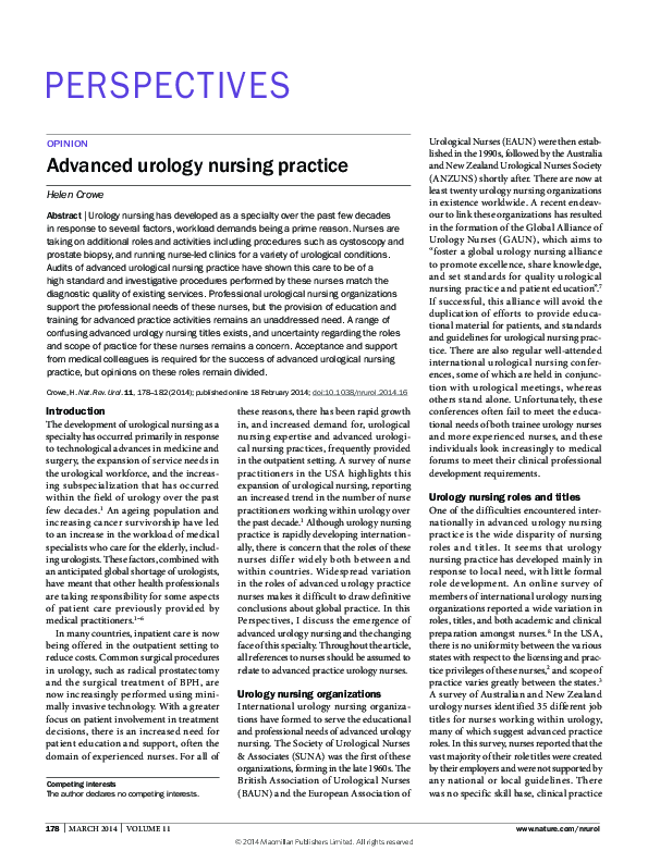 (PDF) Advanced urology nursing practice