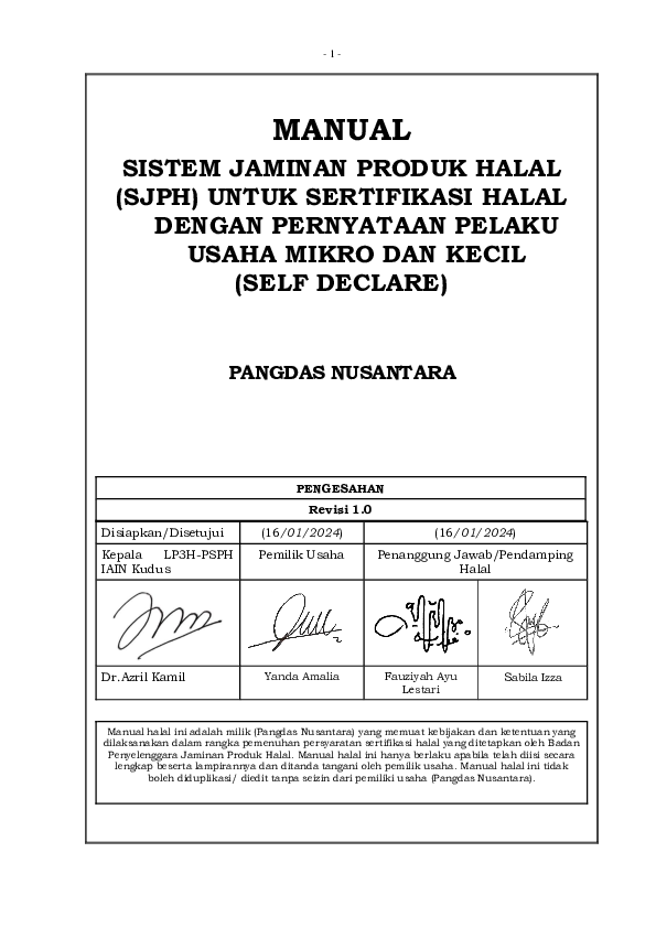 (PDF) MANUAL SJPH_ PENDAMPINGAN PRODUK HALAL