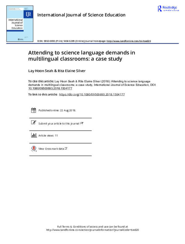 (PDF) Attending to science language demands in multilingual classrooms ...