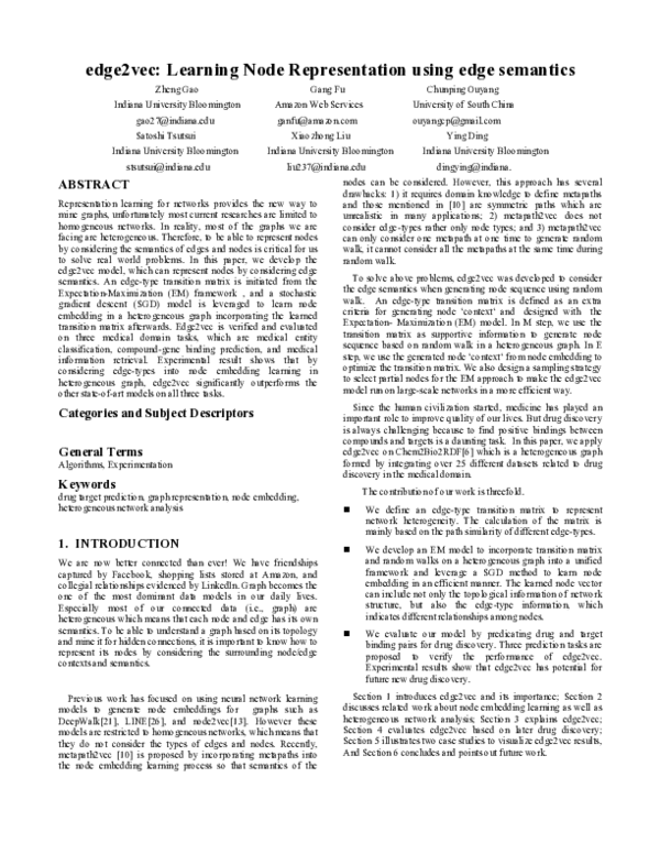 (PDF) edge2vec: Learning Node Representation Using Edge Semantics