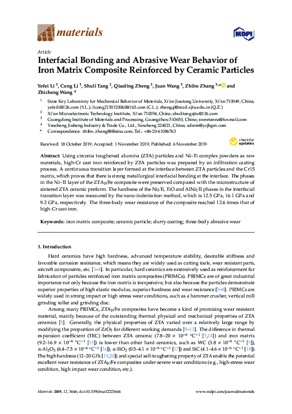 (PDF) Interfacial bonding and abrasive wear behaviours of the iron ...