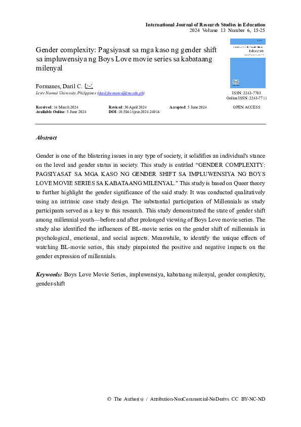 (PDF) Gender complexity: Pagsiyasat sa mga kaso ng gender shift sa ...