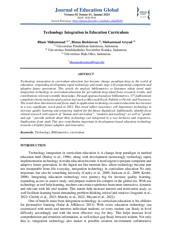 (PDF) Technology Integration in Education Curriculum