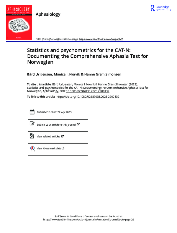 (PDF) Statistics and psychometrics for the CAT-N : documenting the ...