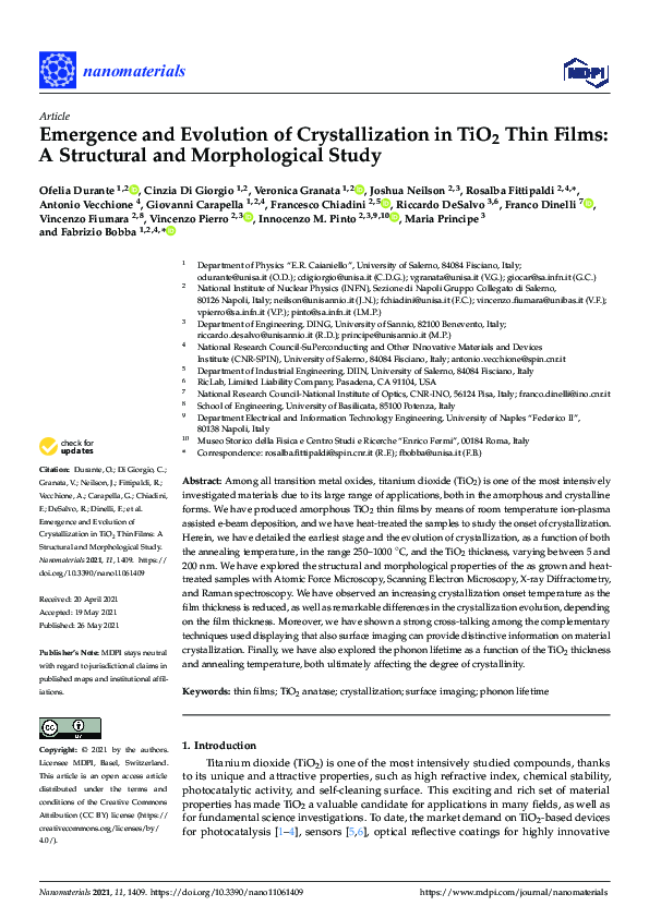 (PDF) Emergence and Evolution of Crystallization in TiO2 Thin Films: A ...