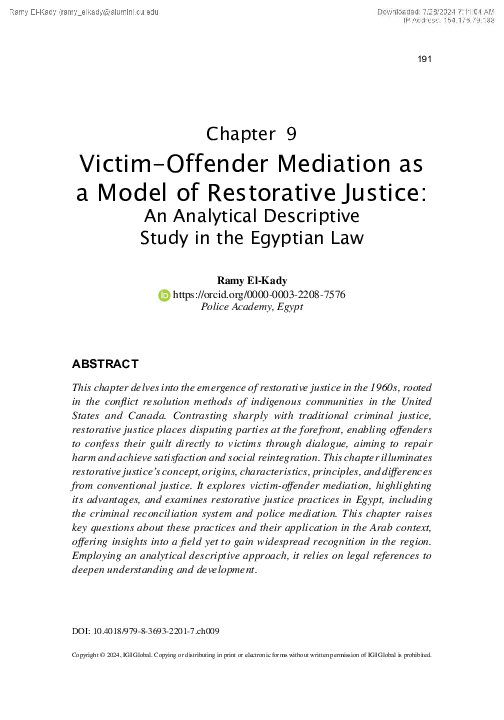 (PDF) Victim-Offender Mediation as a Model of Restorative Justice