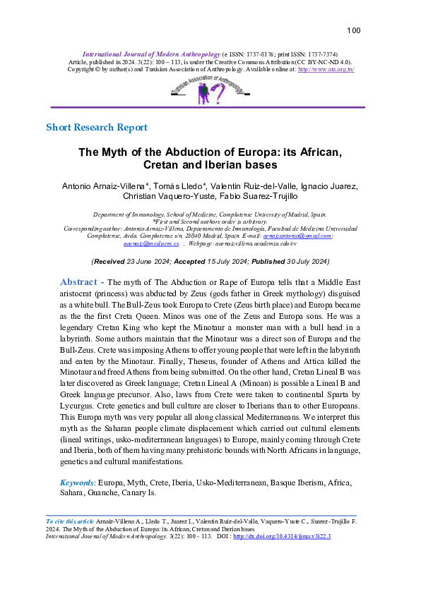 (PDF) The Myth of the Abduction of Europa: its African, Cretan and ...