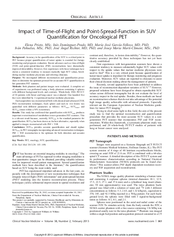(PDF) Impact of Time-of-Flight and Point-Spread-Function for ...