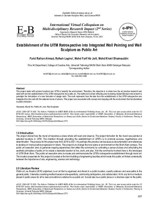 (PDF) UiTM Public Art: Mural and Sculpture Project
