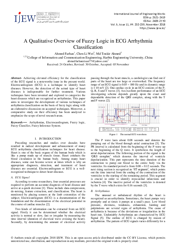 (PDF) A Qualitative Overview of Fuzzy Logic in ECG Arrhythmia Classification
