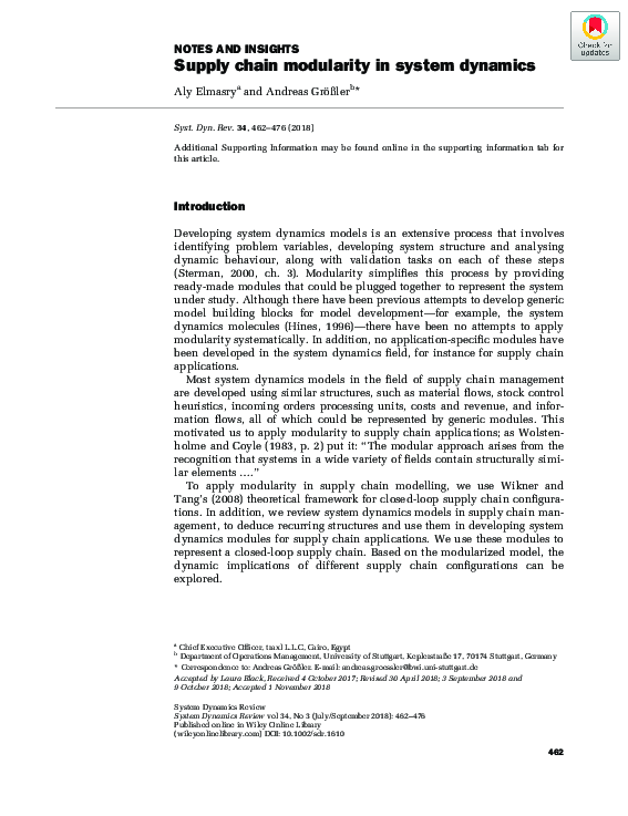 (PDF) Supply chain modularity in system dynamics