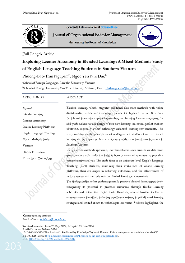 (PDF) Exploring Learner Autonomy in Blended Learning: A Mixed-Methods Study of English Language ...