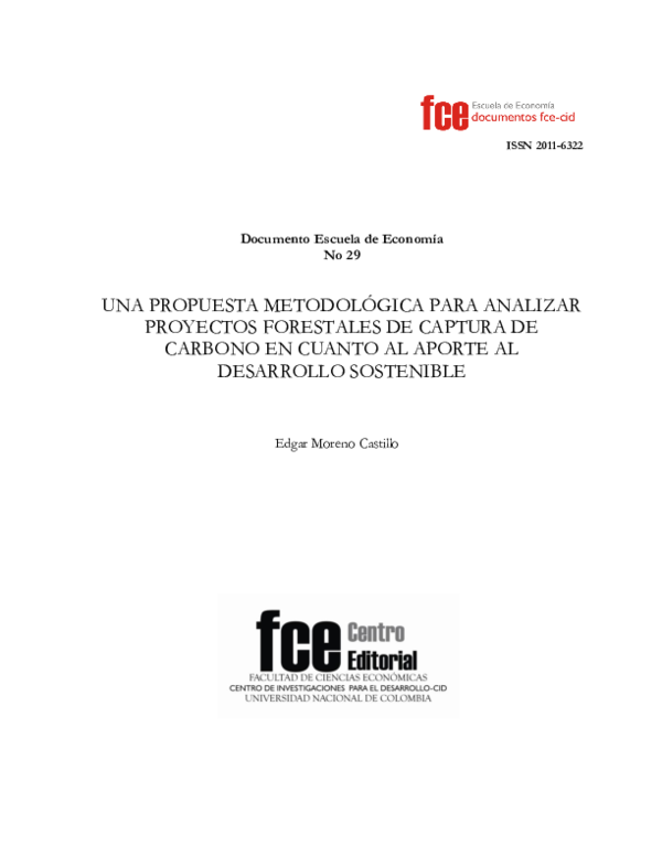 (PDF) Una Propuesta Metodológica para Analizar Proyectos Forestales de Captura de Carbono en ...