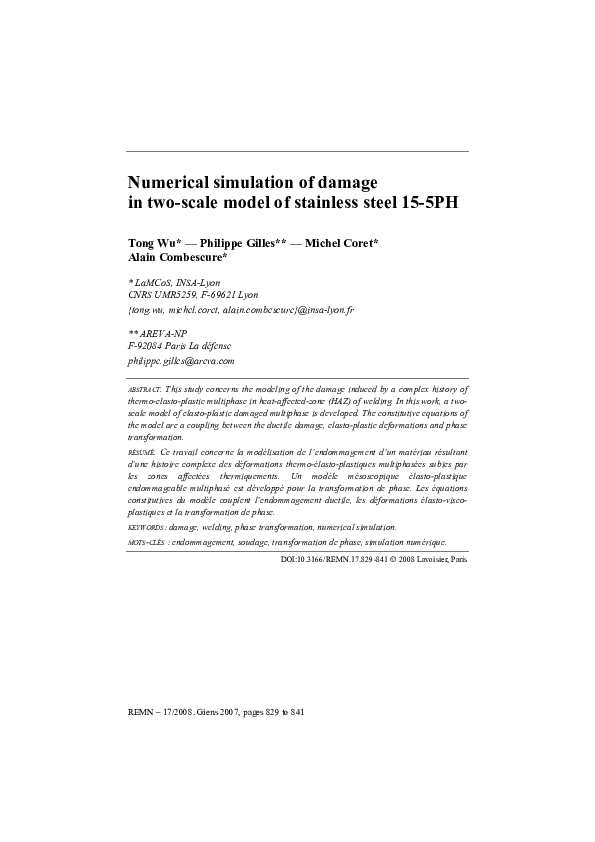 (PDF) Numerical simulation of damage in two-scale model of stainless ...