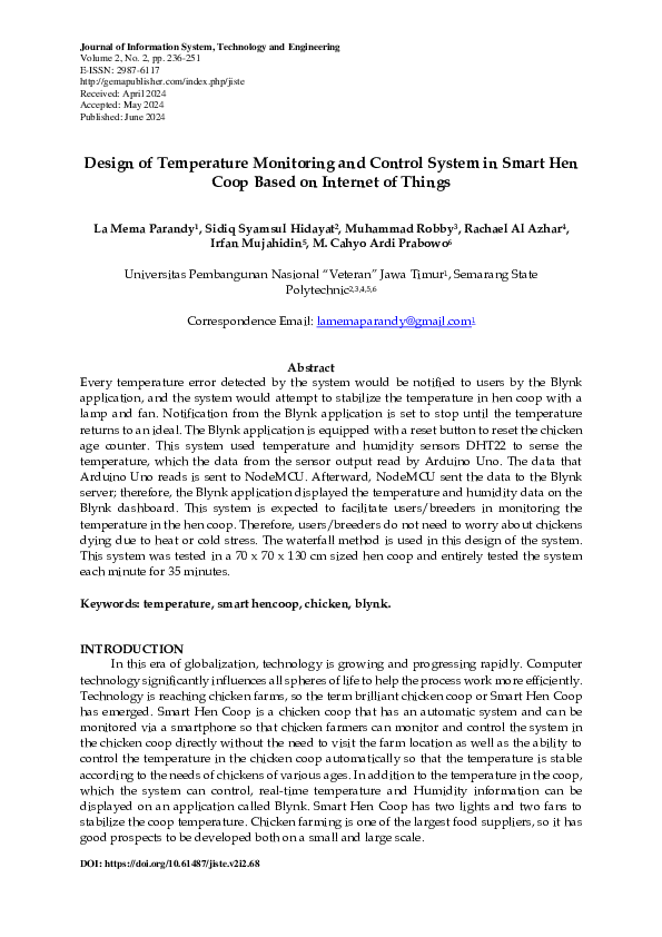 (PDF) Design of Temperature Monitoring and Control System in Smart Hen ...