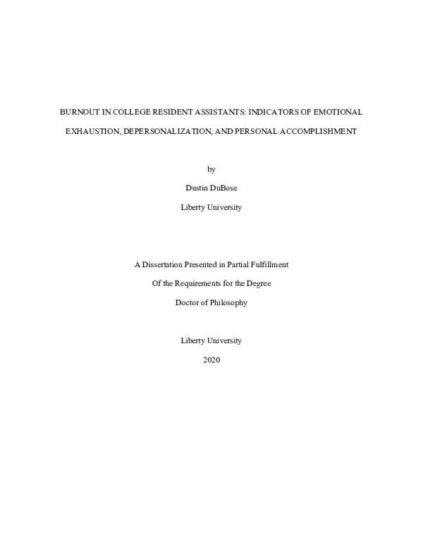(PDF) Burnout in College Resident Assistants: Indicators of Emotional ...