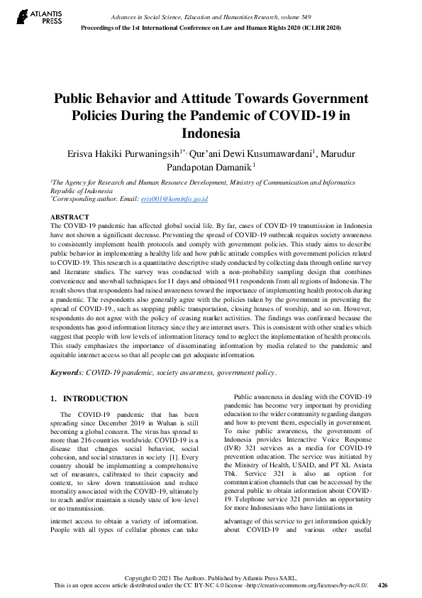 (PDF) Public Behavior and Attitude Towards Government Policies During ...
