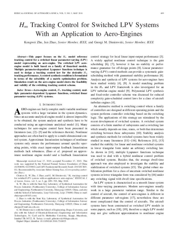 (PDF) H Tracking Control for Switched LPV Systems With an Application ...