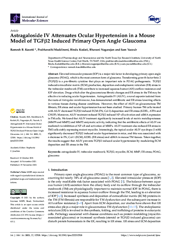 (PDF) Astragaloside IV Attenuates Ocular Hypertension in a Mouse Model ...