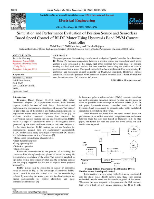 Pdf Simulation And Performance Evaluation Of Position Sensor And