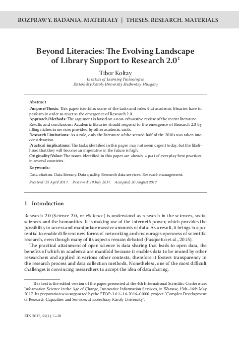 (PDF) Beyond Literacies: The Evolving Landscape of Library Support to ...