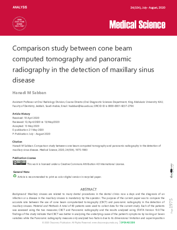 (PDF) Comparison study between cone beam computed tomography and panoramic radiography in the ...