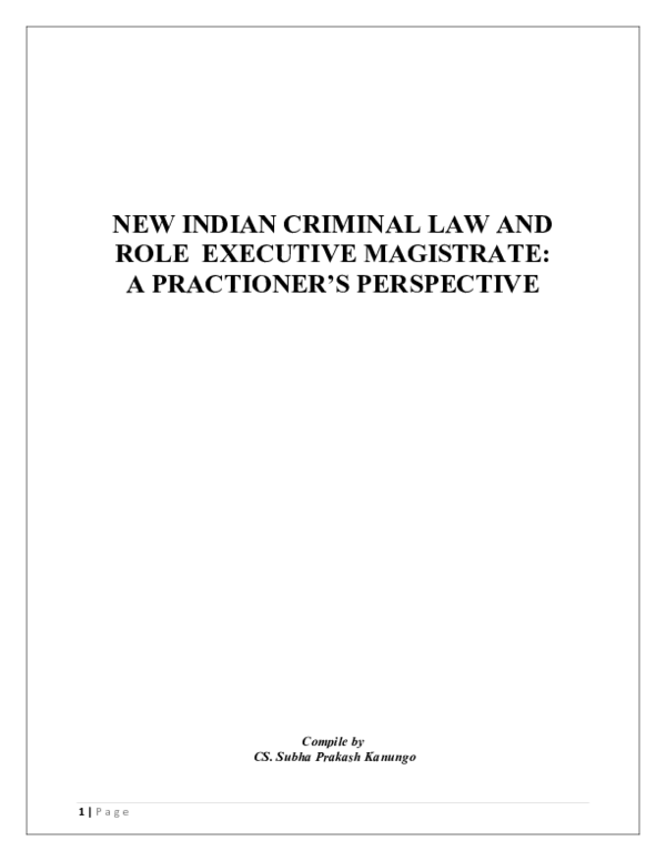 (PDF) NEW INDIAN CRIMINAL LAW AND ROLE EXECUTIVE MAGISTRATE A ...