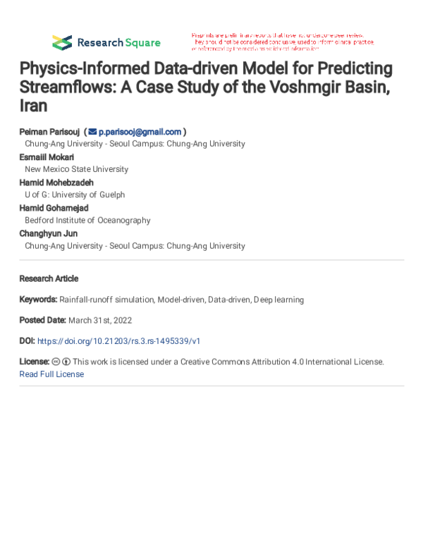 (PDF) Physics-Informed Data-driven Model for Predicting Streamflows: A Case Study of the ...