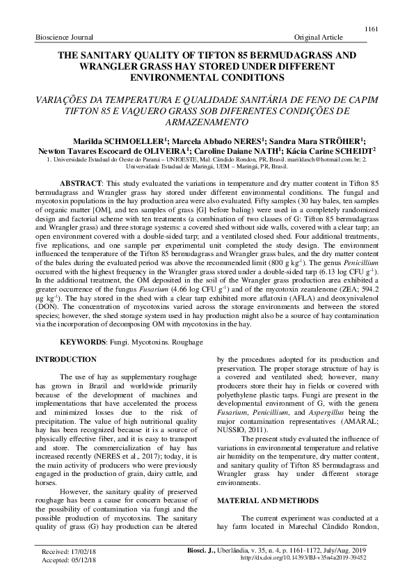 (PDF) The sanitary quality of Tifton 85 bermuda grass and Wrangler ...