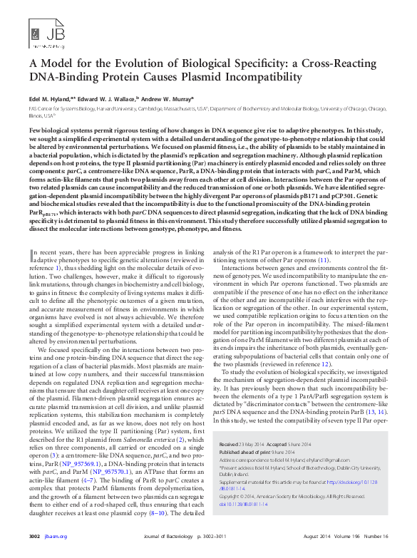 (PDF) A Model for the Evolution of Biological Specificity: a Cross ...