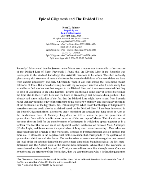 (PDF) Epic of Gilgamesh and The Divided Line of Plato