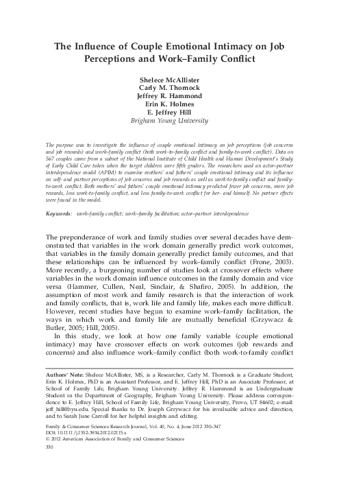 (PDF) The Influence of Couple Emotional Intimacy on Job Perceptions and ...