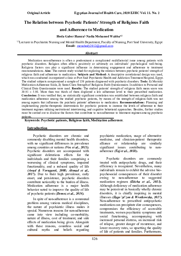 (PDF) The Relation between Psychotic Patients' Strength of Religious ...