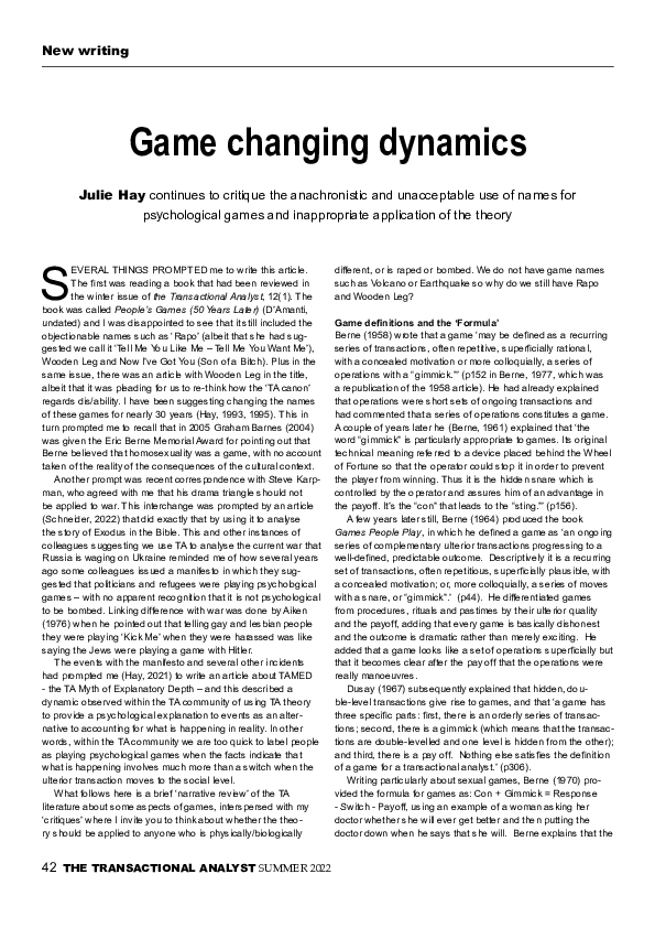 (PDF) Game Changing Dynamics