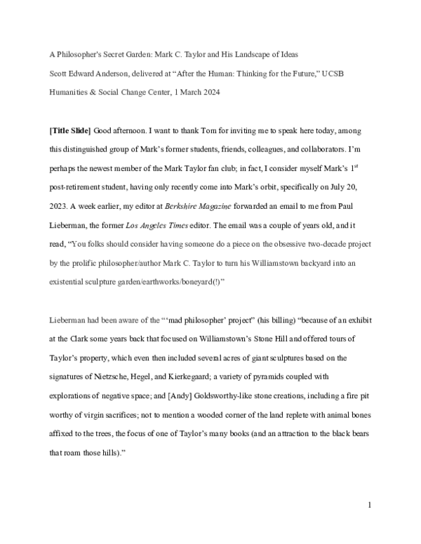 (PDF) Lecture Notes: Anderson A Philosopher’s Secret Garden UCSB ...