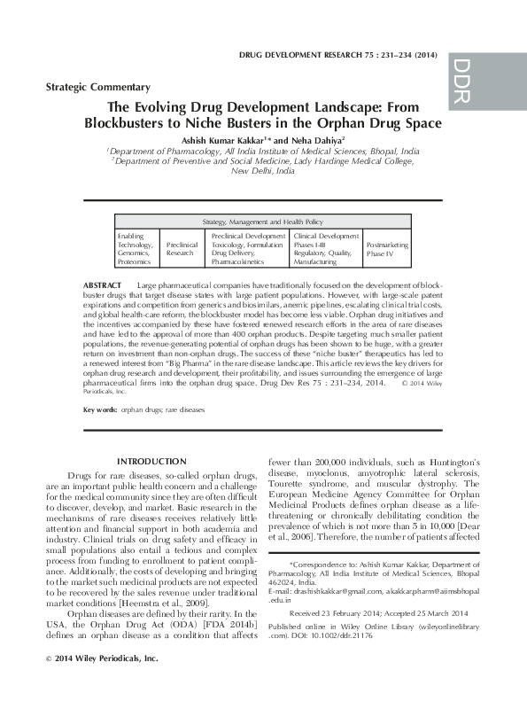 (PDF) The Evolving Drug Development Landscape: From Blockbusters to ...