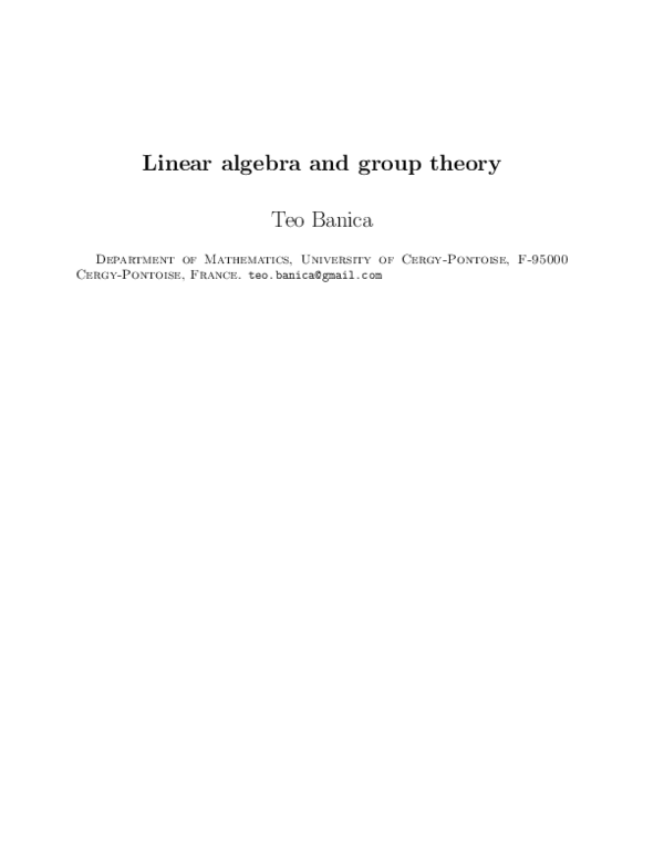 (PDF) Linear algebra and group theory