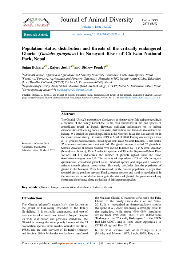 (PDF) Population status, distribution and threats of the critically ...