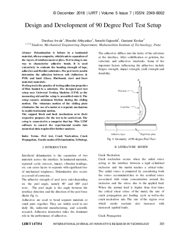 (PDF) Design and Development of 90 Degree Peel Test Setup